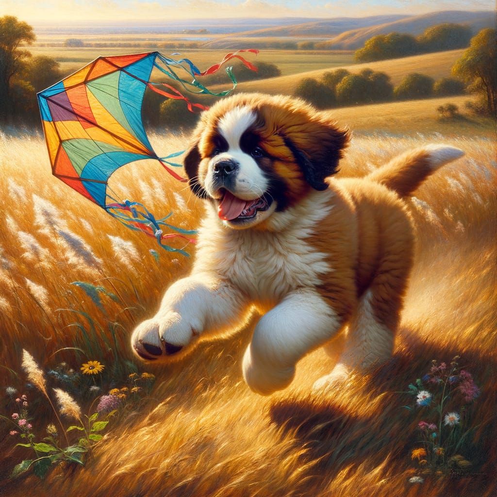 Chasing Kites - Idyllic Countryside Scene with Joyful Saint ...