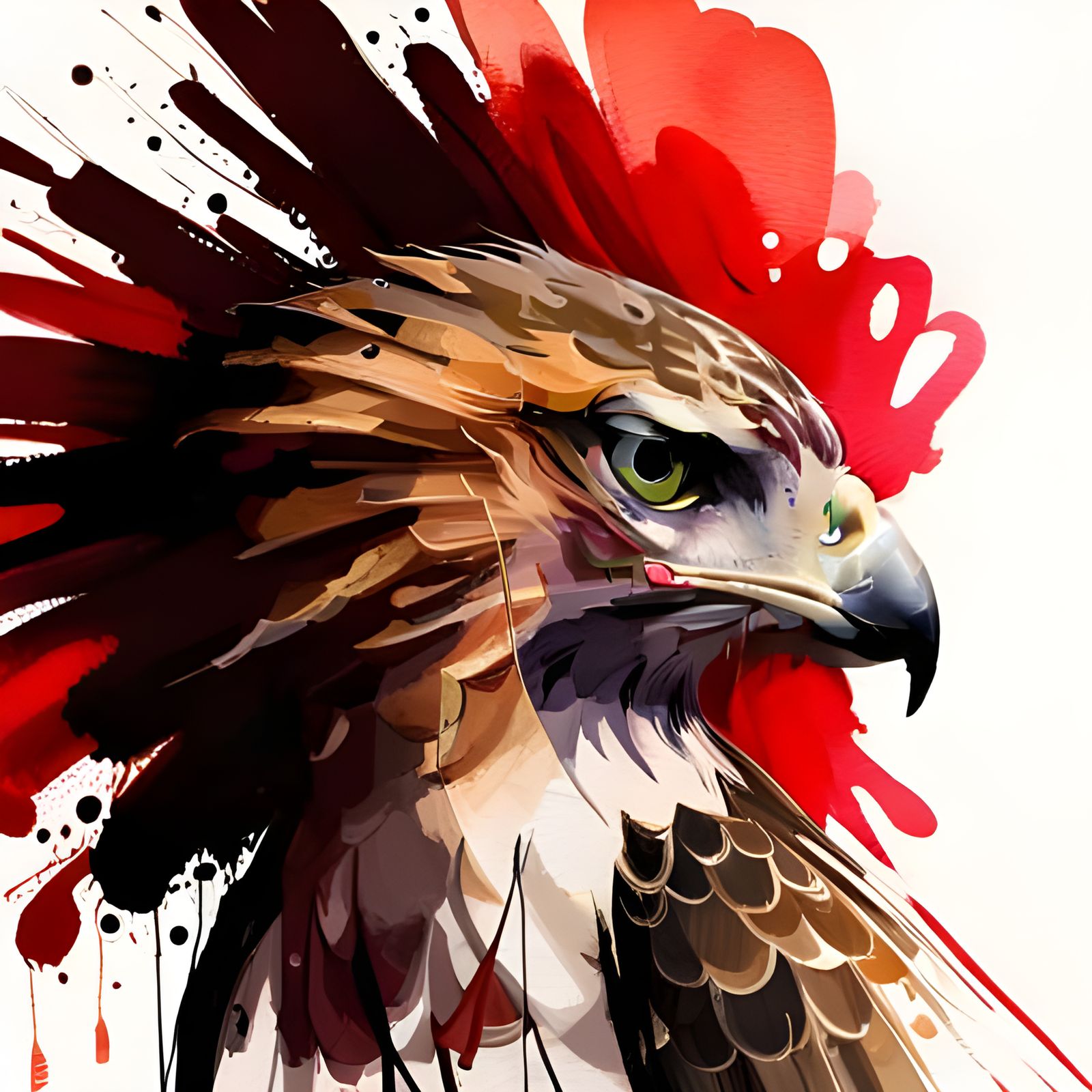 Ink Splash Red-Tailed Hawk - AI Generated Artwork - NightCafe Creator