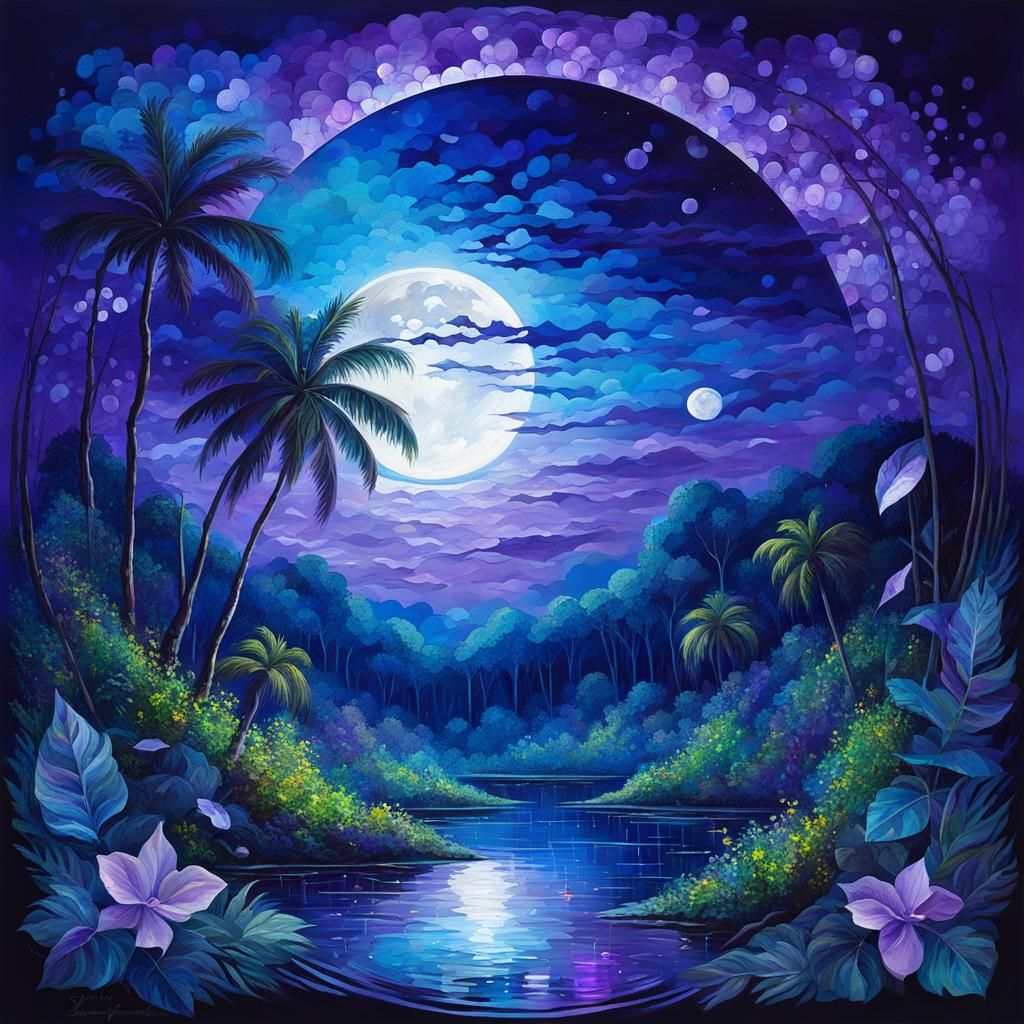 violet night jungle - AI Generated Artwork - NightCafe Creator