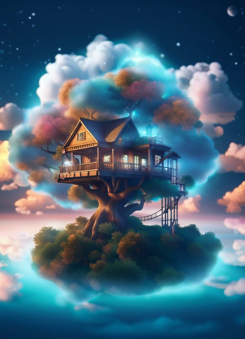 Magic treehouse - AI Generated Artwork - NightCafe Creator