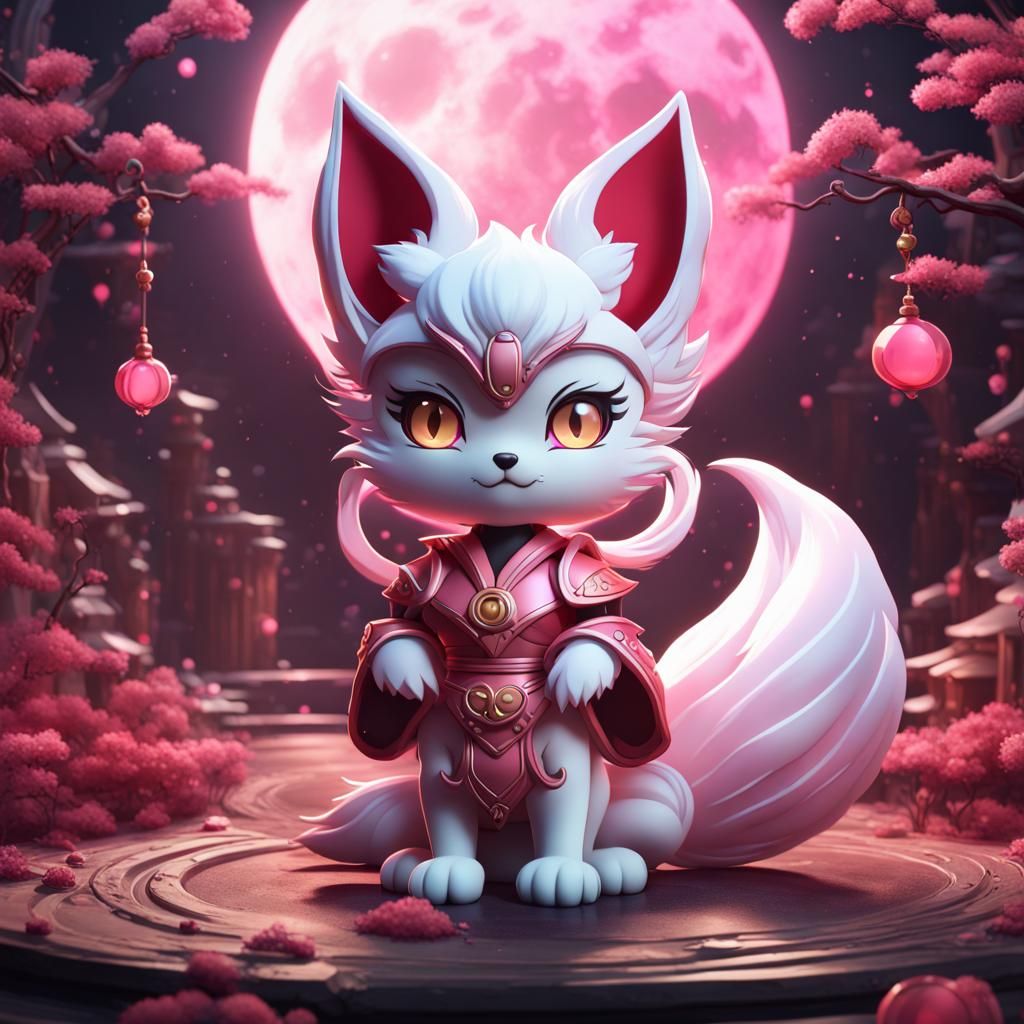 Chibi Moon Kitsune - AI Generated Artwork - NightCafe Creator