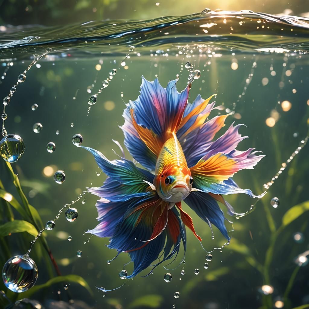 rainbow fighting fish - AI Generated Artwork - NightCafe Creator