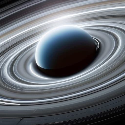 long shot of a gargantua black hole from the movie interstellar slowly ...