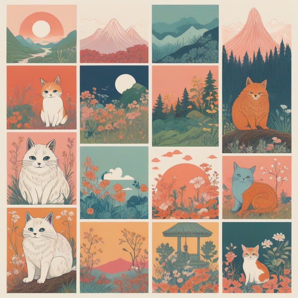 Whimsical Ghibli-Inspired Portrait in Risograph St... - AI Art