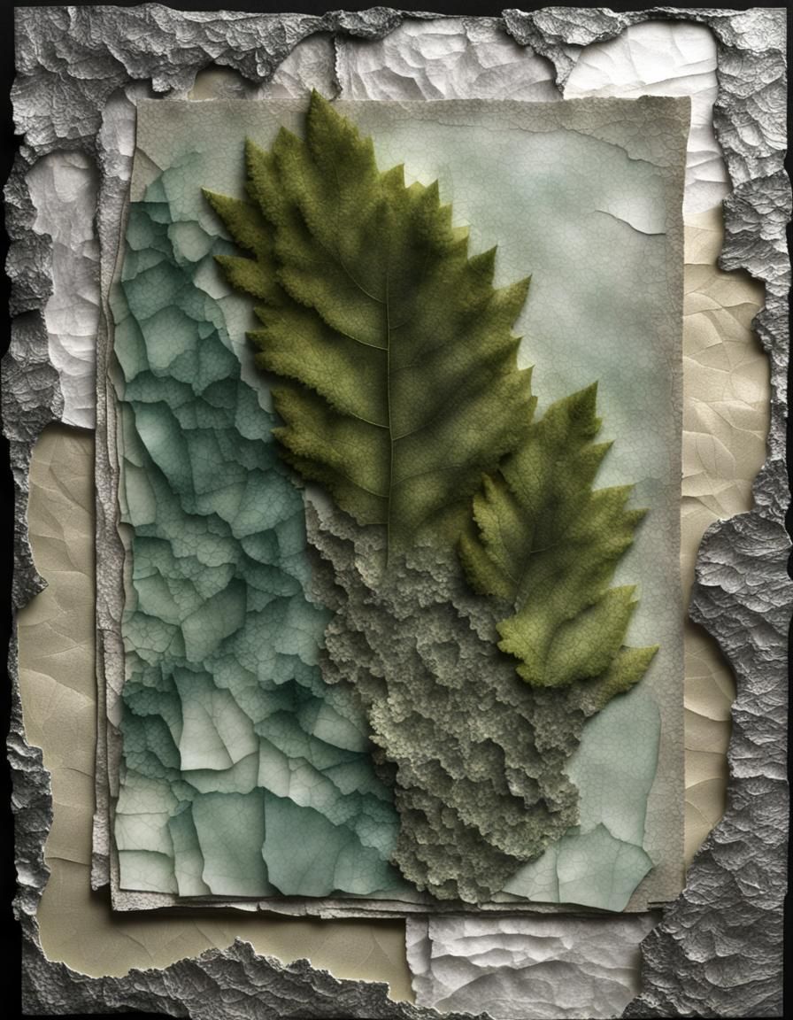 tactile collage portrait made from differently textured papers ...