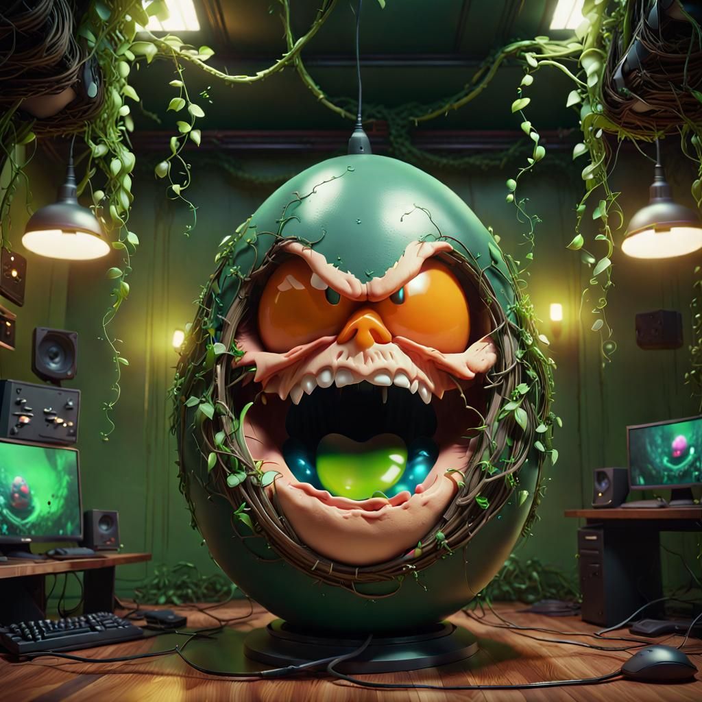 The Angry Egg Gamer - AI Generated Artwork - NightCafe Creator