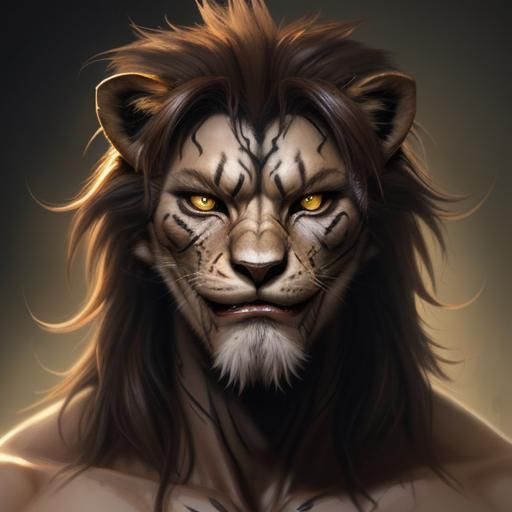 lionlike mutant feline male mischievous humanoid - AI Generated Artwork ...