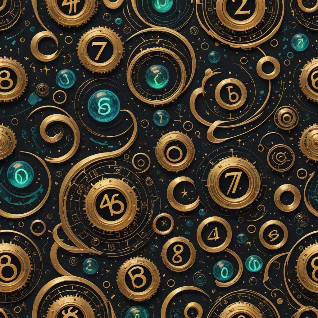 Luxurious Gold Numerals Amidst Vibrant Aurora Spla... - AI Art