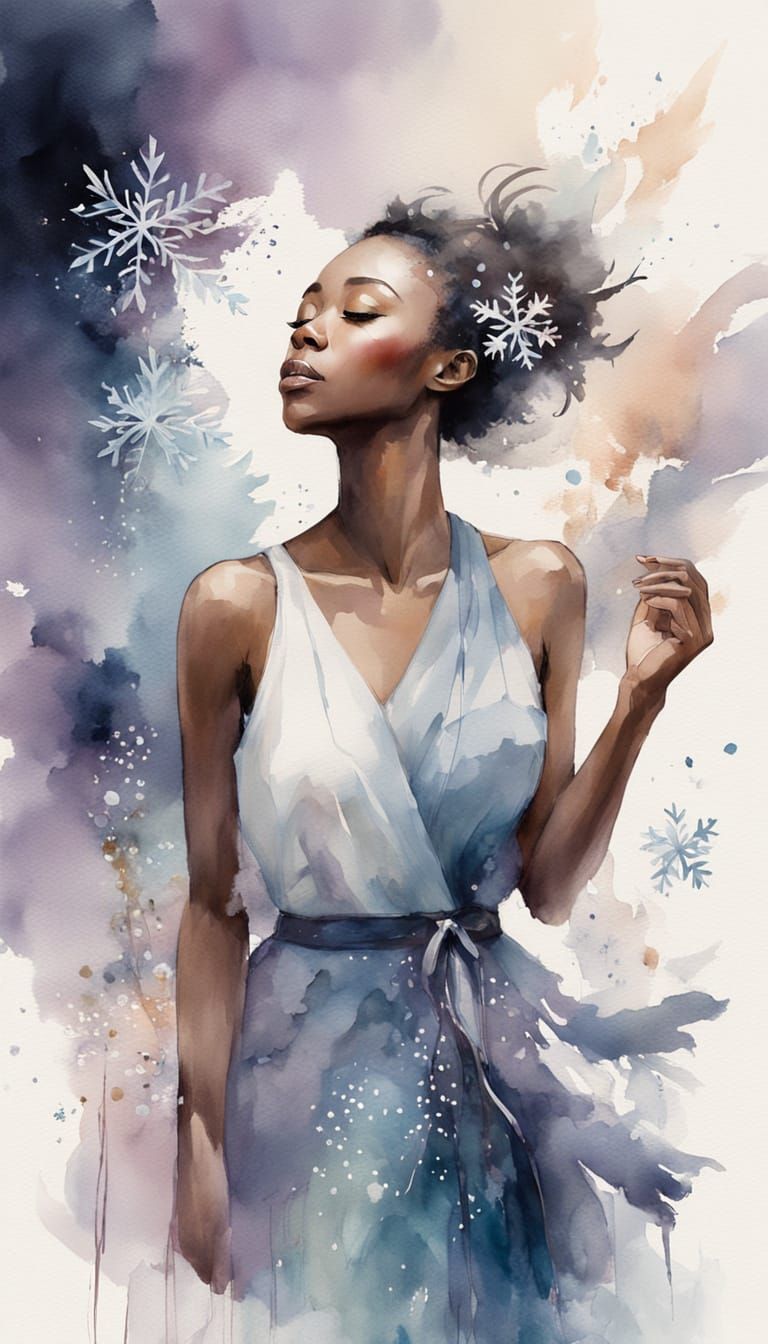 Portrait of a Young Lady - Ethereal Watercolor Portrait of a...