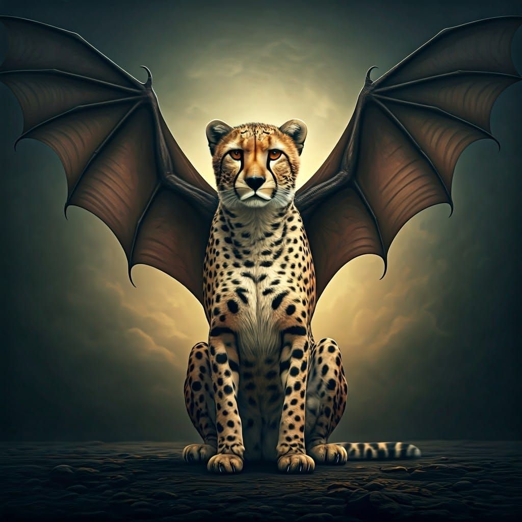 A cheetah with bat wings. - Majestic Cheetah with Bat Wings ...