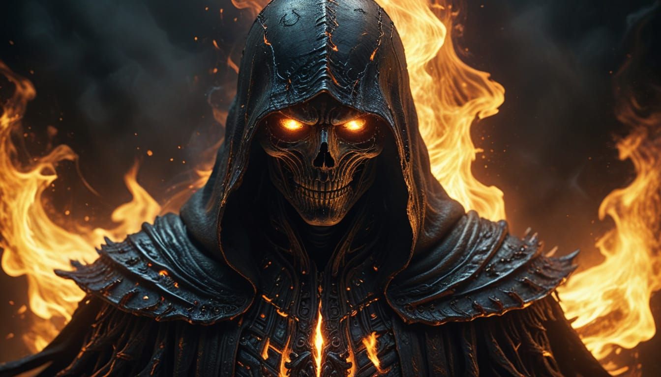 nightmare demon - Mystical Pyromancer in Dark Fantasy