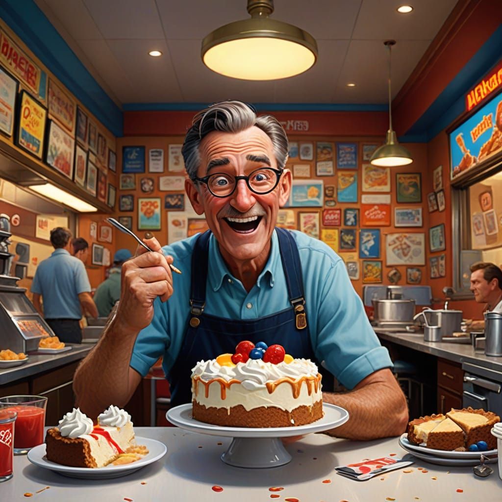 man eating a massive cheesecake - man eating a massive chees...