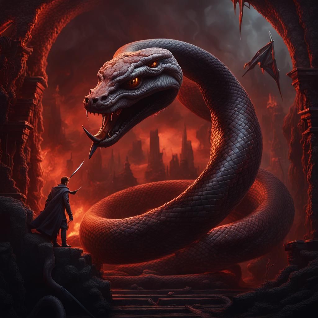 Devil Snake defending Mankind in Hell - AI Generated Artwork ...