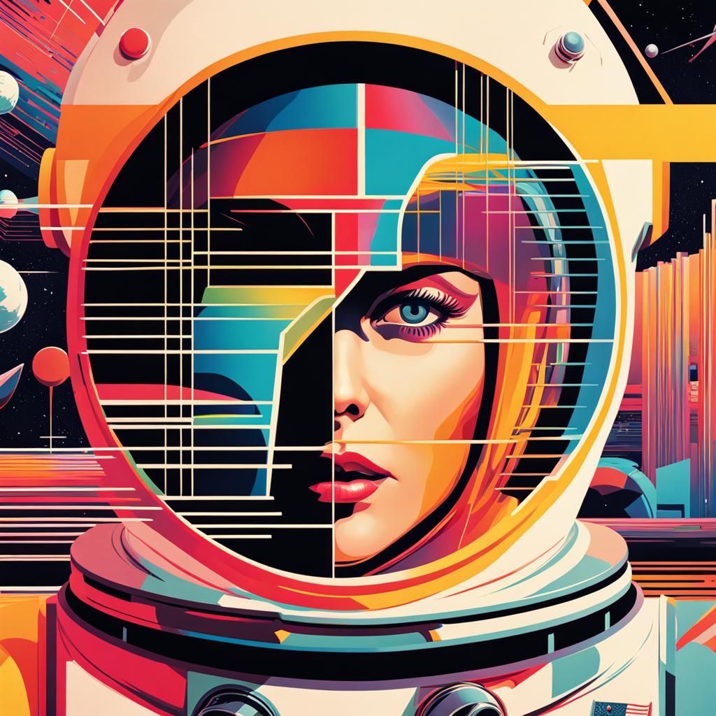 colourful bauhaus graphic faded design science fiction Nasa astronauts ...