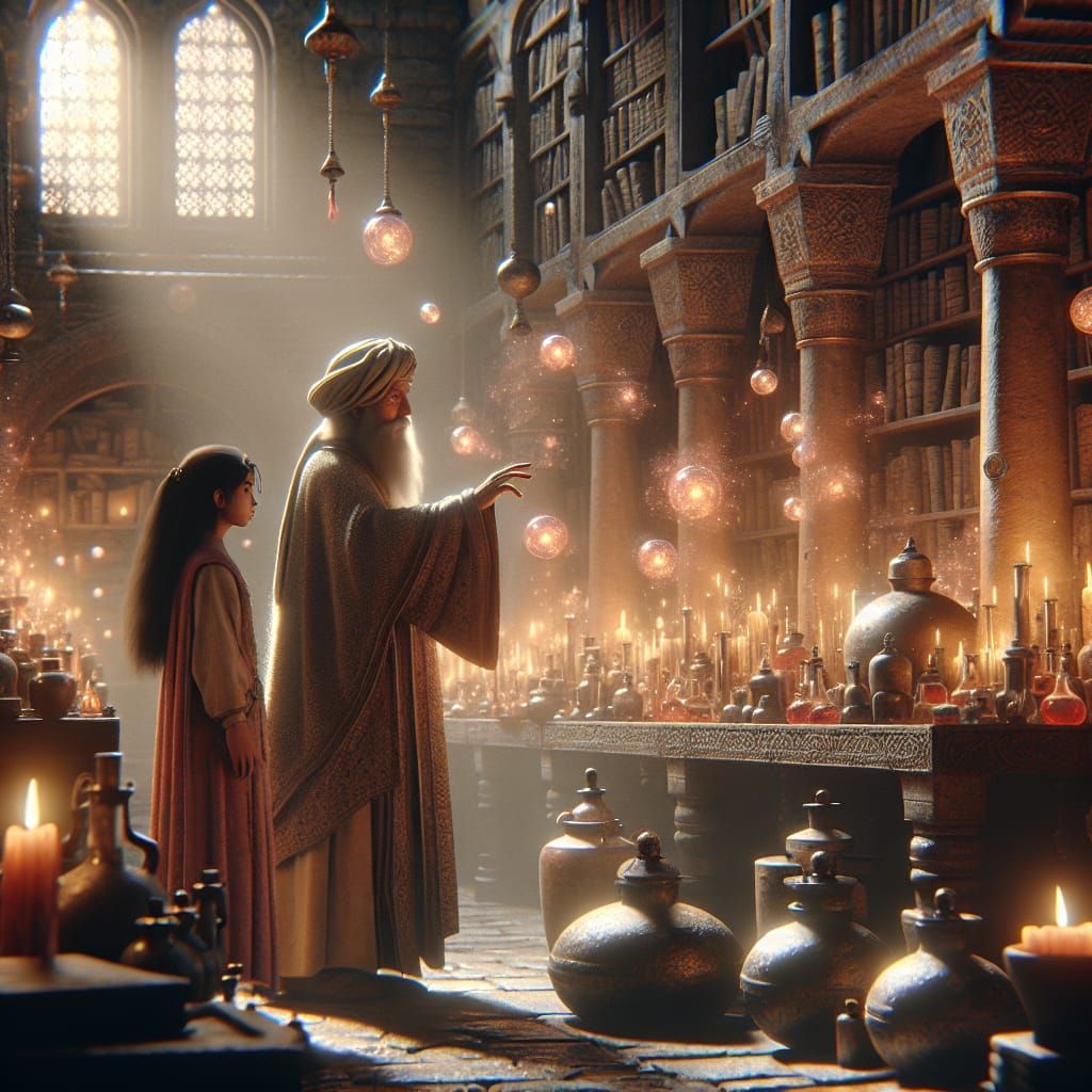 Master Sorcerer teaching his Apprentice Ancient Techniques - AI ...