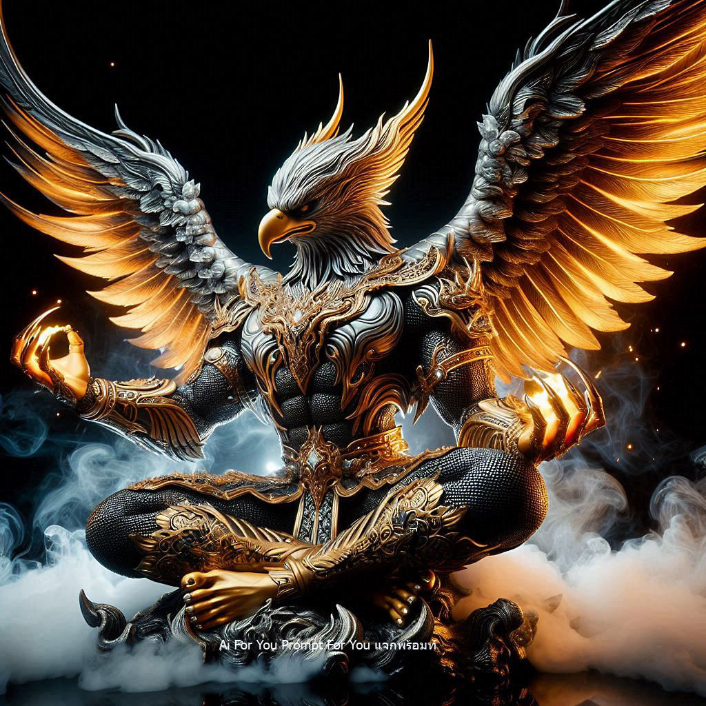 The image is very wide, covering the entire length of the body. Garuda ...