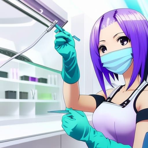 Old Female Dental hygienist wearing gloves and a surgical mask . by ...