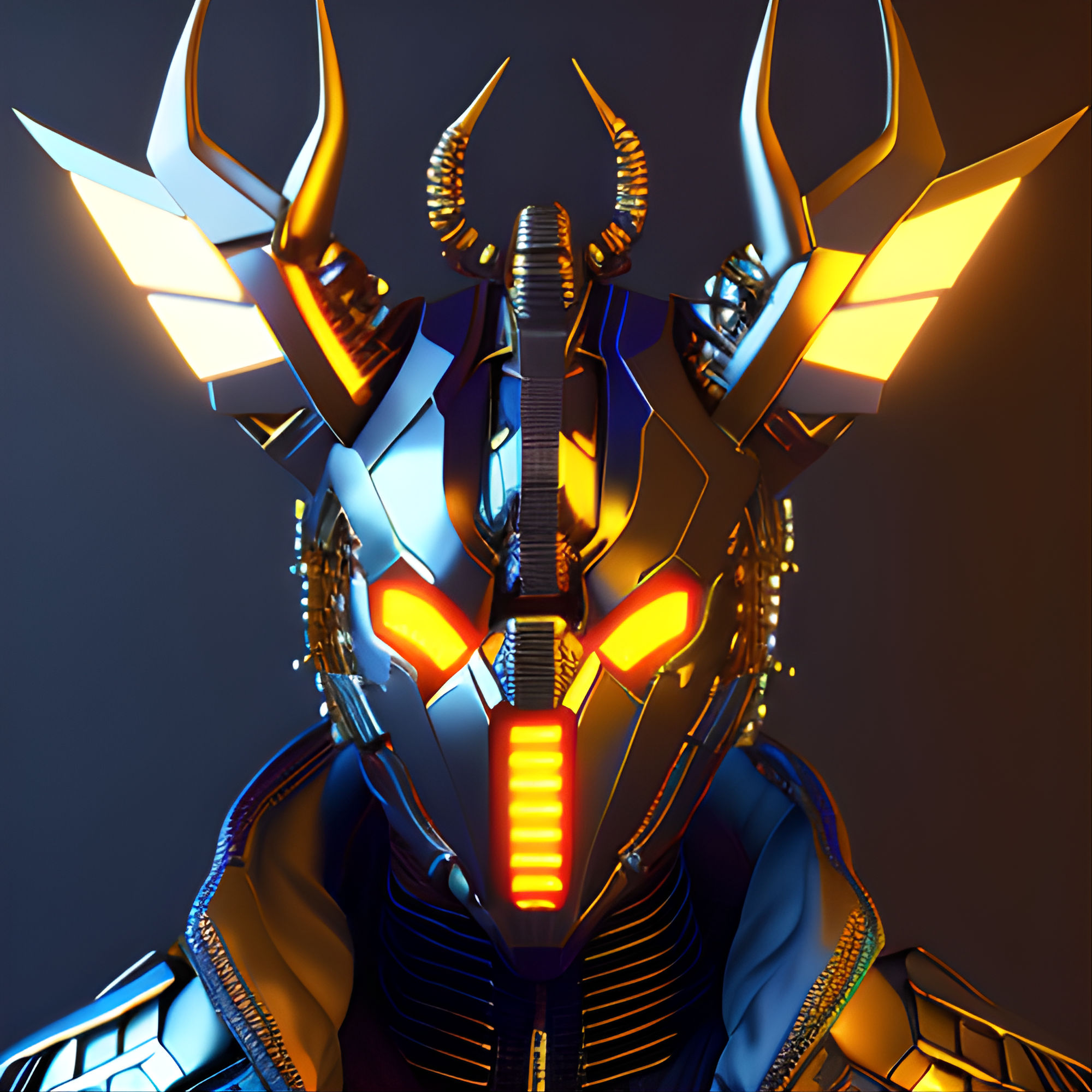 cyber punk, oni mask, 3d render beeple, compound eye of insect, unreal ...