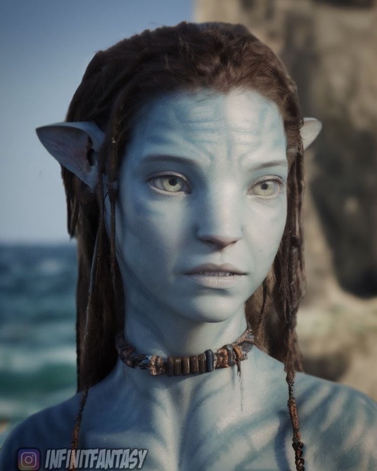 Na’vi. - Photorealistic Portrait of a Female Na'vi Avatar C...