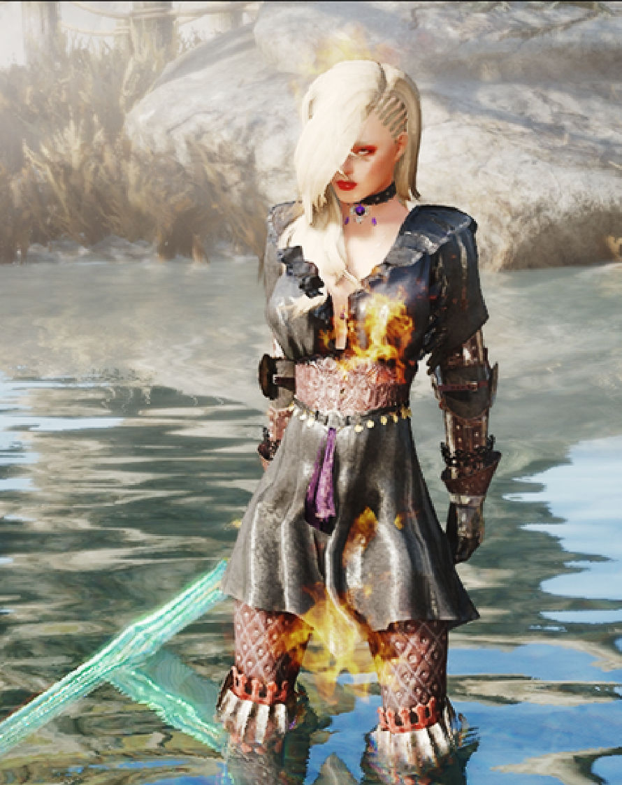 white hair black clothes girl burning with fire holding a claymore - AI ...