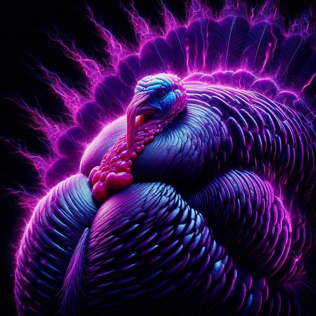 Close-up Photograph Obese Turkey; his feathers are a deep shade of ...