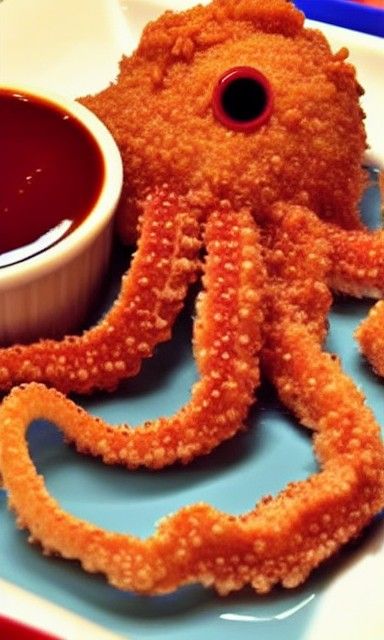 Breaded Octopus with dipping sauce - AI Generated Artwork - NightCafe ...