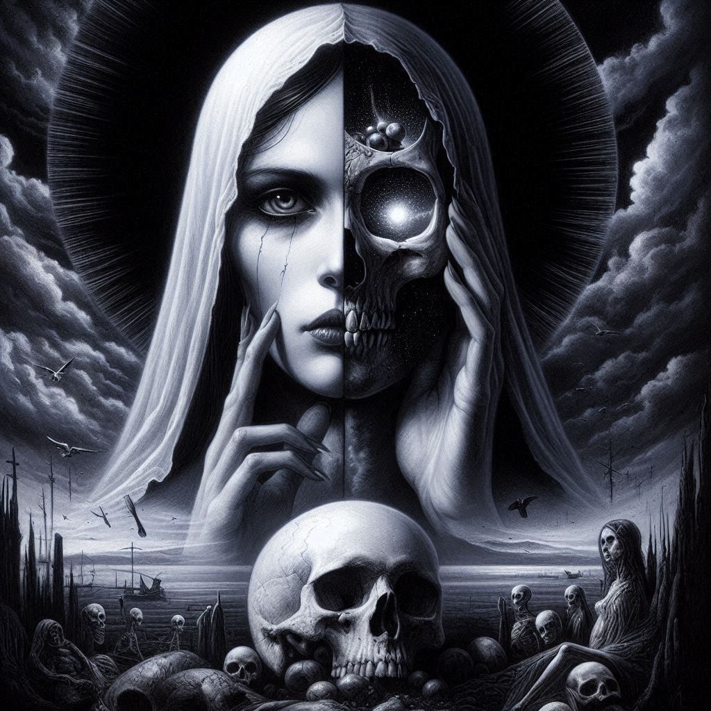 Memento mori la obra d'Emil Melmoth penumbria, en 1972, peinture à l ...