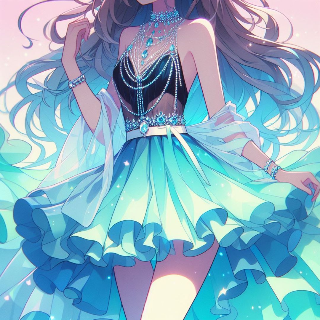 Crimson red, forest green, ivory dress. amidst bri... - AI Art