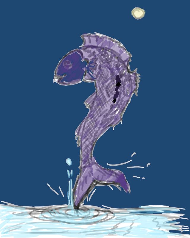 jump - Moonlit Silhouette of a Jumping Fish