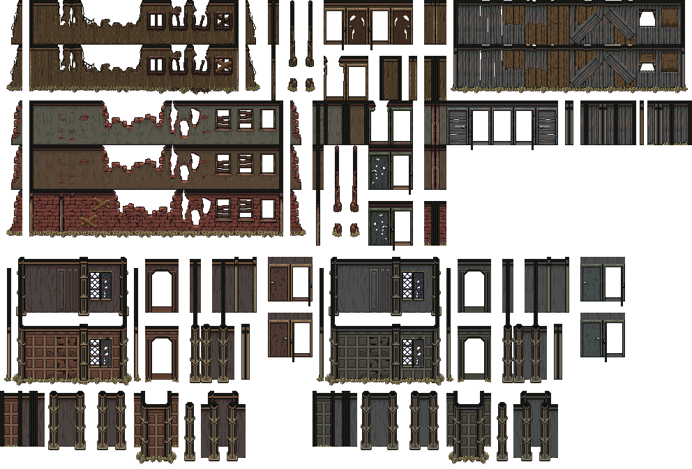 Post-Apocalyptic Hospital Pixel Art Sprite Sheet - AI Art