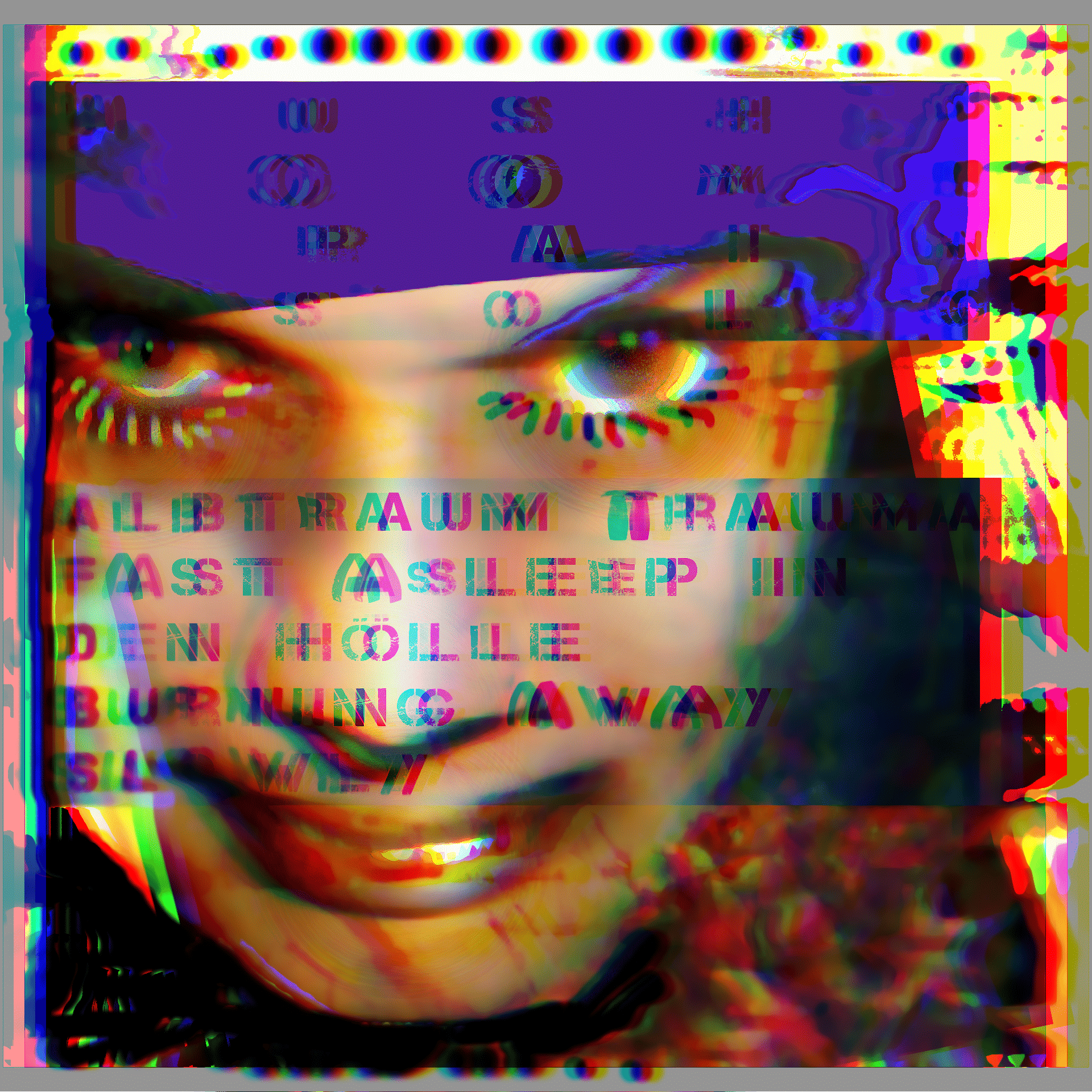 Psychopath stare frontal gaze and unknown computer cipher streaming as ...