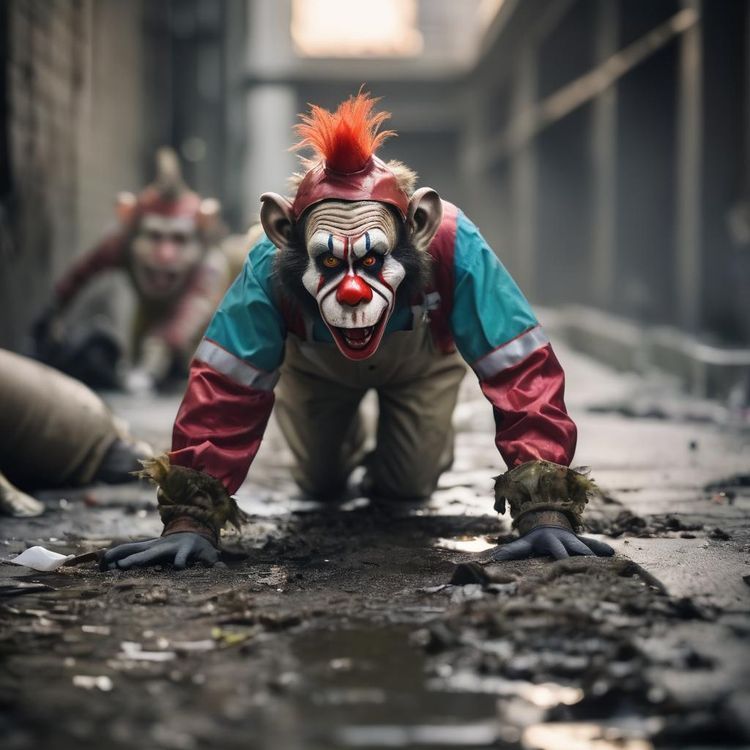 Two Zombie Monkey Monster Clowns Changing A Zombie Monkey Monster Clown ...