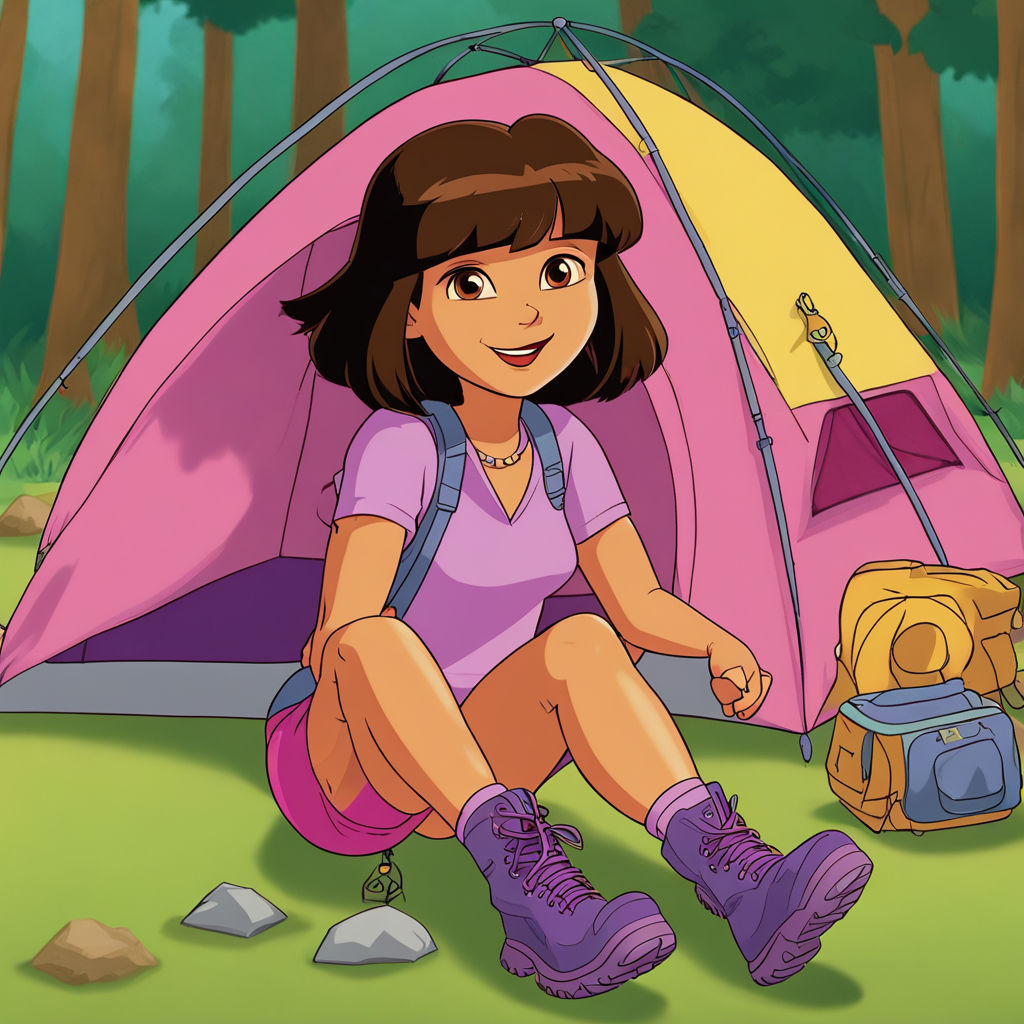 Dora the Explorer Camping Adventure - AI Art