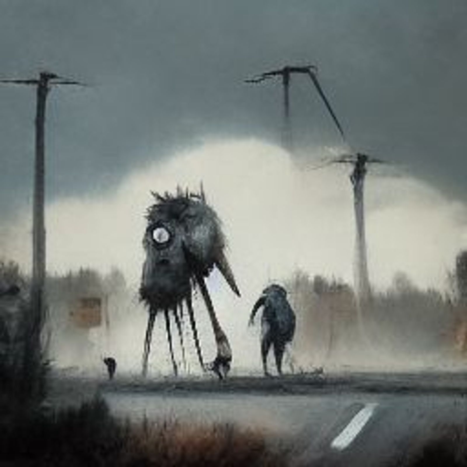 Post-Apocalyptic Monsters in the style of Stephen Gammell and Stephen ...