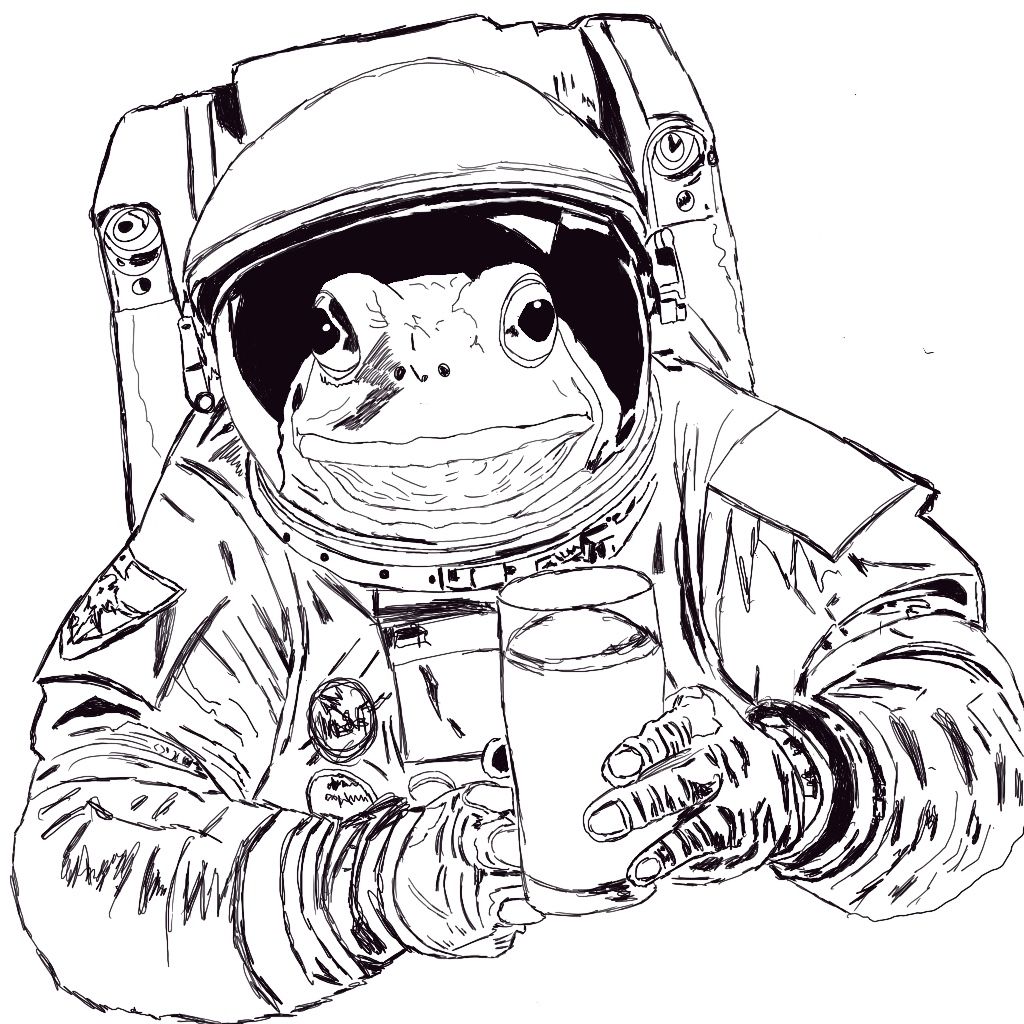Atronault Frog drinking beer. - Frog Brew: A Rainforest Scen...