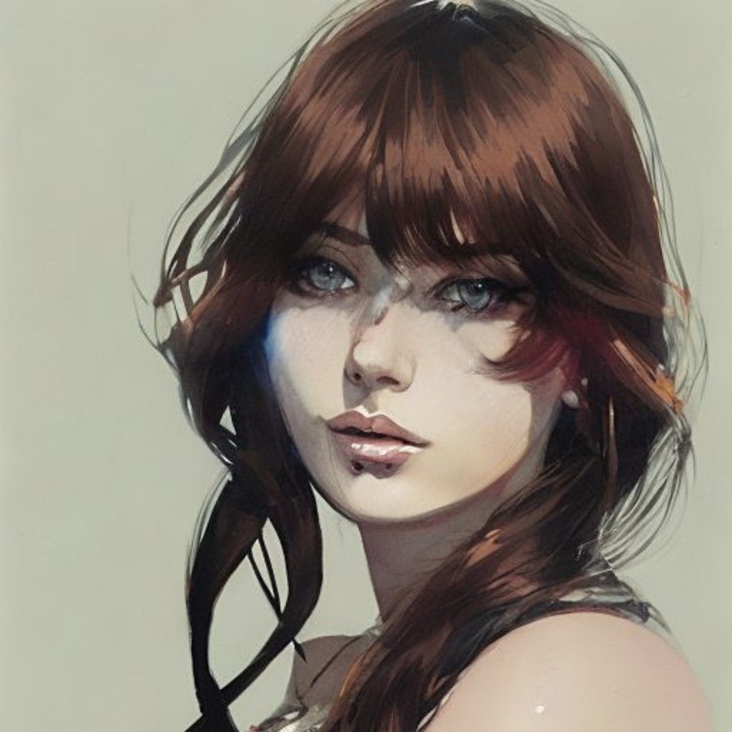 Tiefling Purple Skin Black Horns Scaley Skin Pretty Female Long