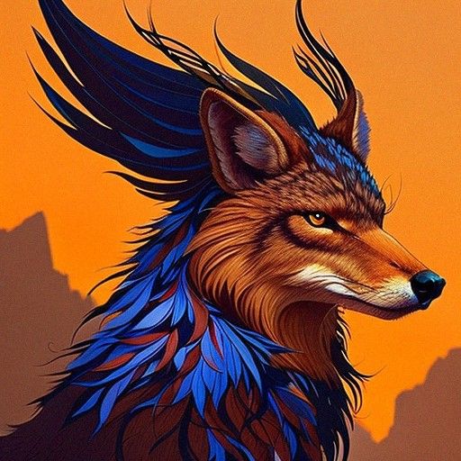 Derpy Coyote with Crow Wings - Coyote with Crow Wings Soarin...