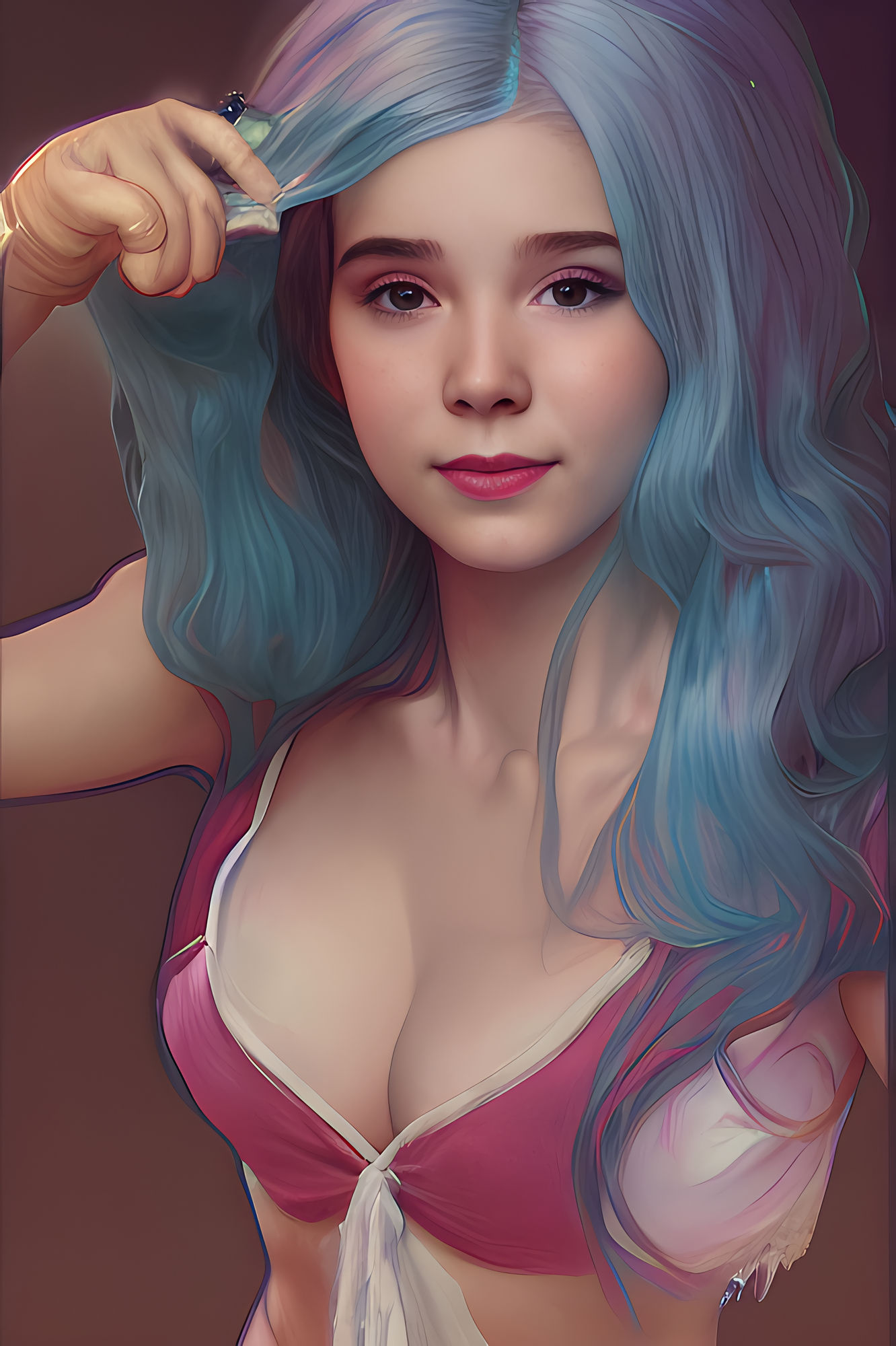 Belle Delphine, head and shoulders portrait, 8k resolution concept art portrait by Greg ...
