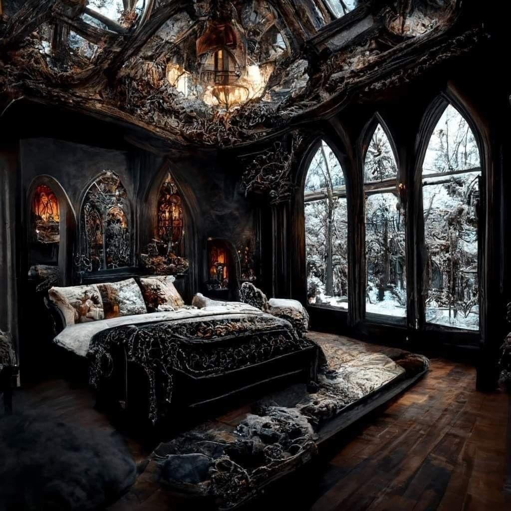 Gothic bedroom - AI Generated Artwork - NightCafe Creator