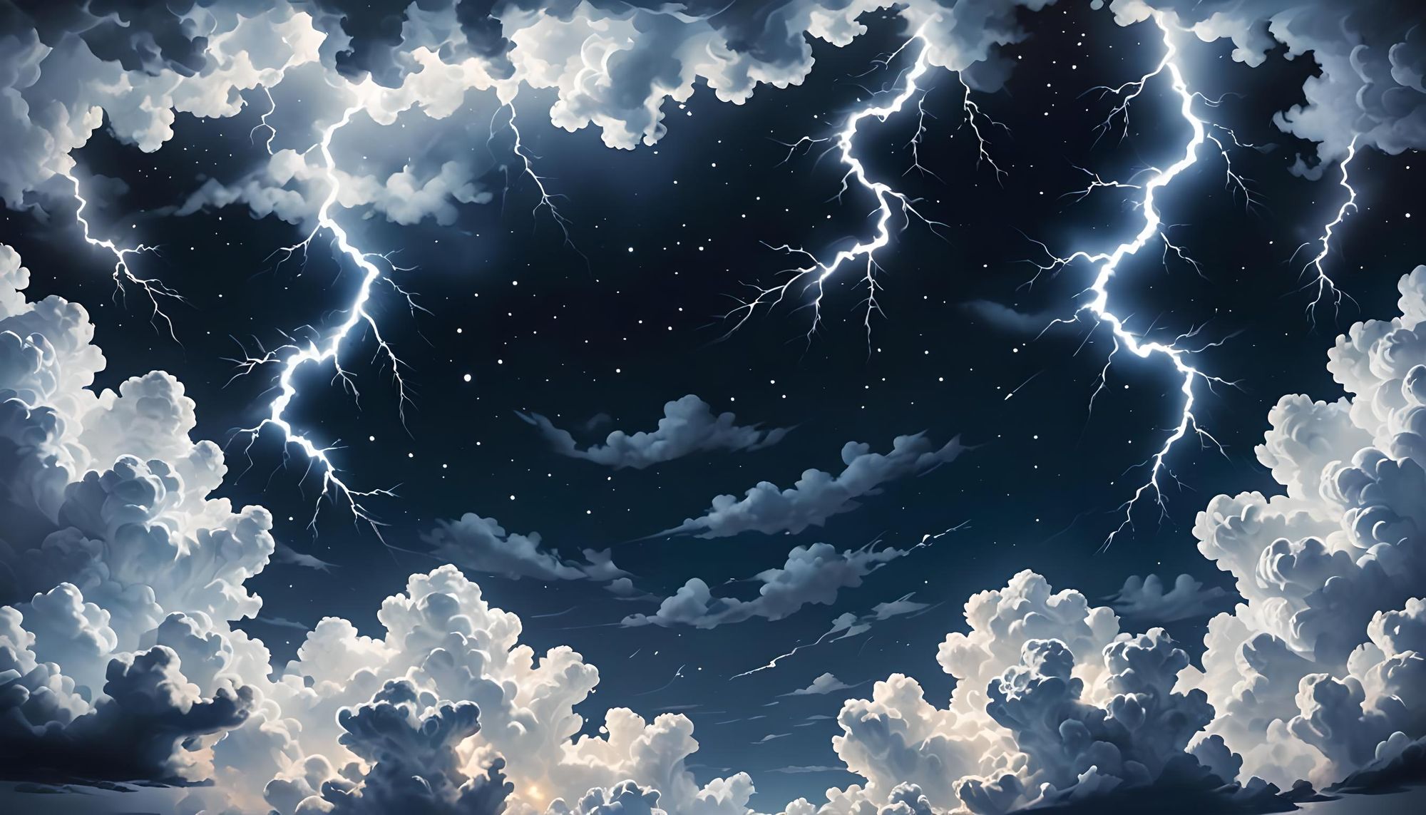 Airbrush art masterpiece of a glowing midnight sky with luminous fluffy ...